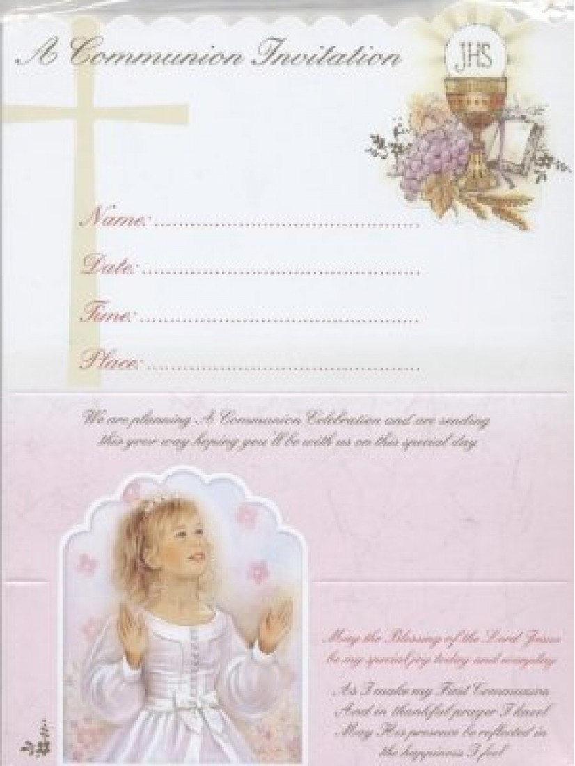 A Wonderful 12x Girl First Holy Communion Invitations with Envelopes ...