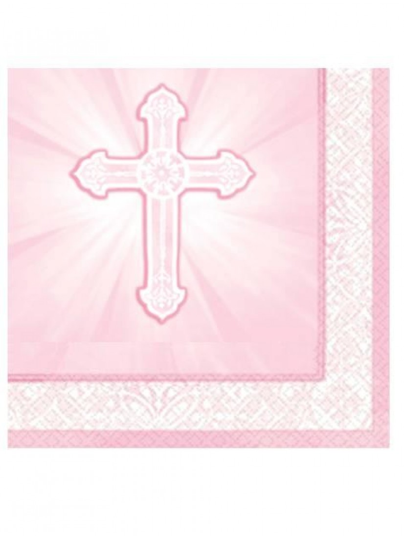 A Beautiful 16 - Pink First Holy Communion Napkins, 13' x 13' inches ...